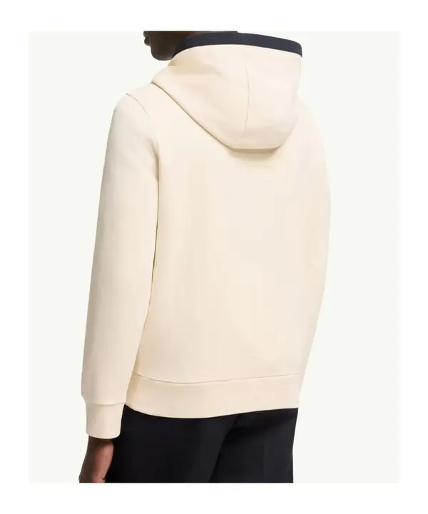 Moncler Brushed Cotton Logo Hoodie - Cream