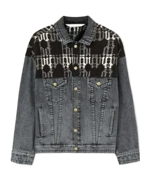 Palm Angels Monogram Jacquard Buttoned Denim Jacket
