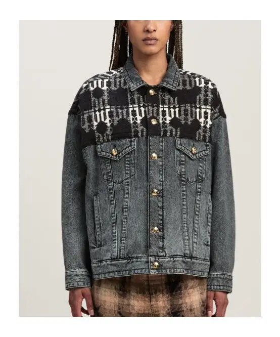 Palm Angels Monogram Jacquard Buttoned Denim Jacket