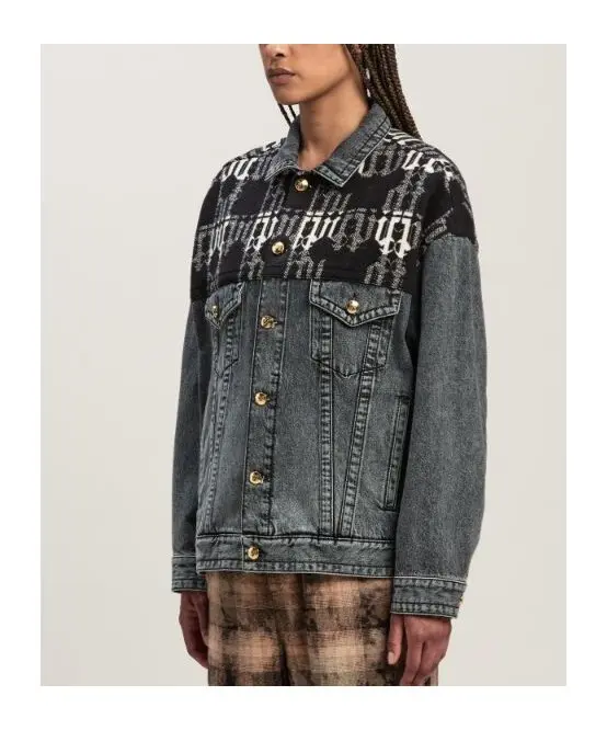 Palm Angels Monogram Jacquard Buttoned Denim Jacket