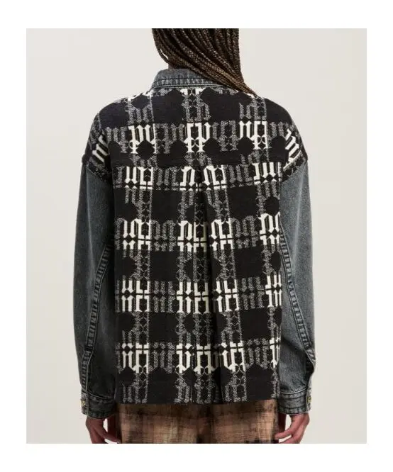 Palm Angels Monogram Jacquard Buttoned Denim Jacket