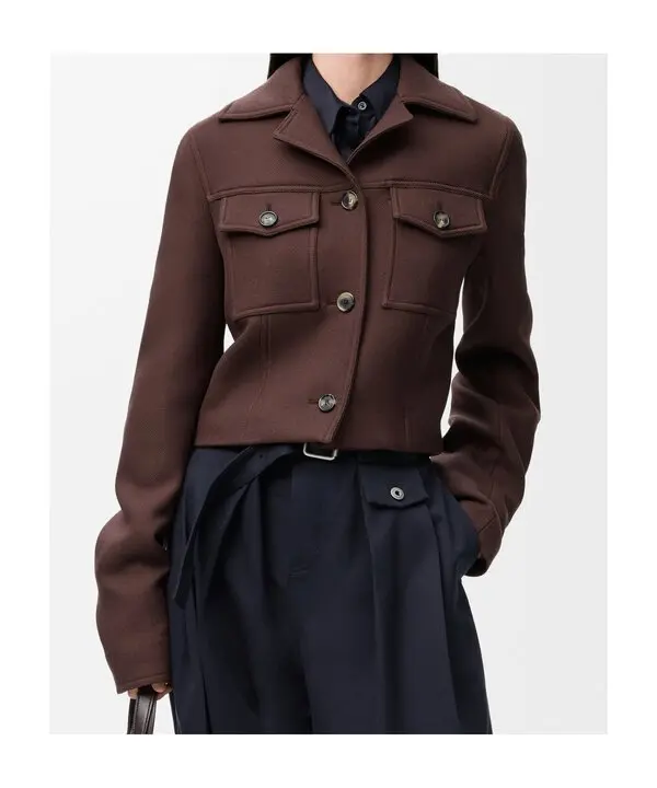 Loewe Cropped Jacket In Wool Twill