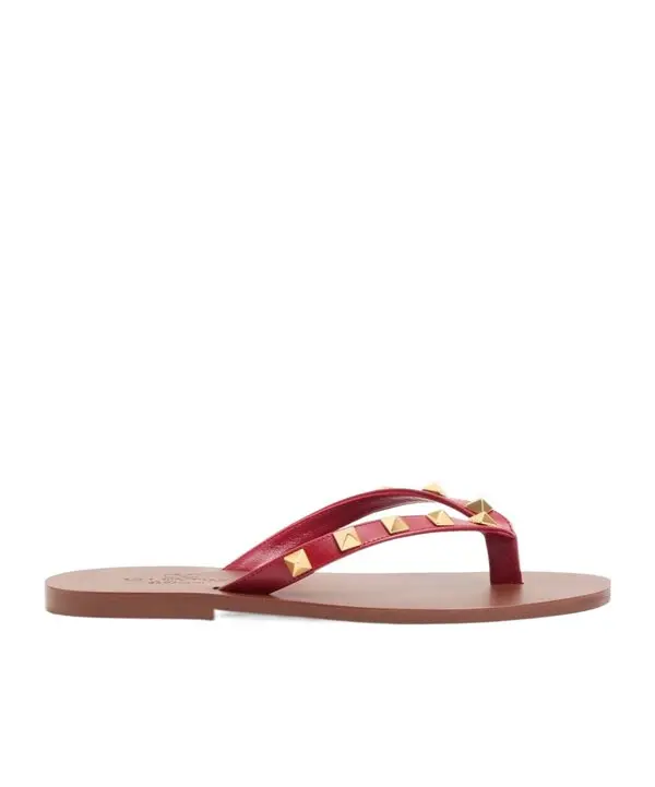Valentino Garavani Rockstud Calfskin Thong Sandals