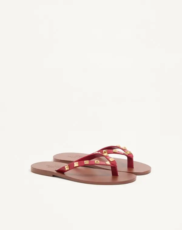 Valentino Garavani Rockstud Calfskin Thong Sandals
