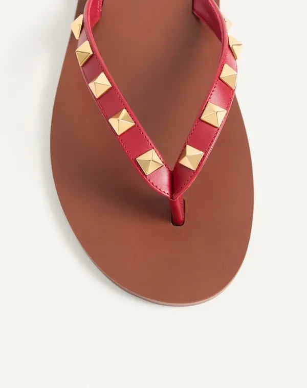 Valentino Garavani Rockstud Calfskin Thong Sandals