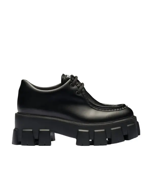 Prada Monolith Brushed Leather Lace-up Shoes
