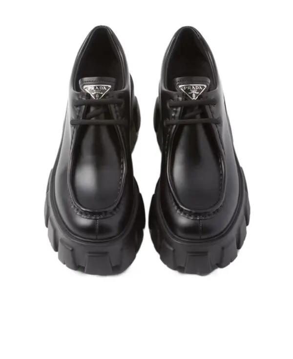 Prada Monolith Brushed Leather Lace-up Shoes