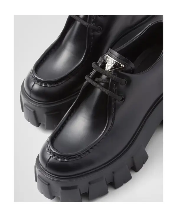 Prada Monolith Brushed Leather Lace-up Shoes