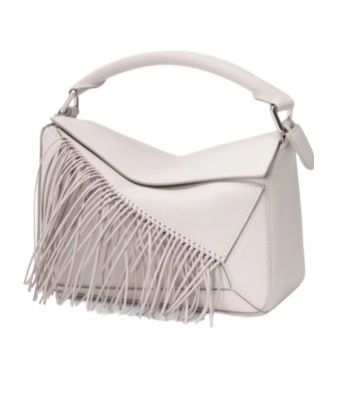 Loewe Fringe Small Puzzle Bag In Classic Calfskin - White