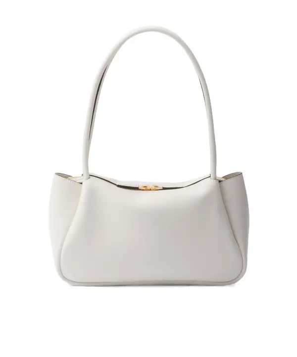 Prada Medium Handbag With Enameled Triangle Logo - White