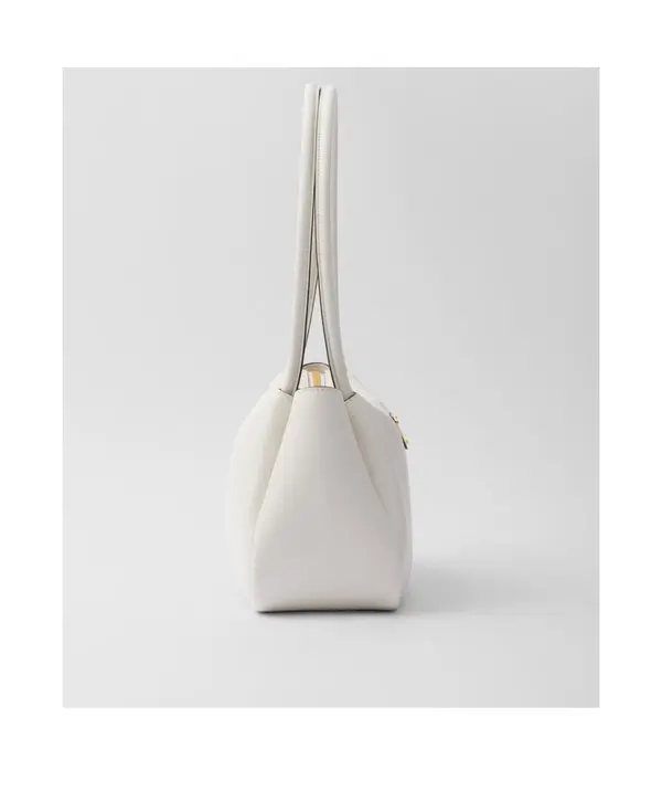 Prada Medium Handbag With Enameled Triangle Logo - White
