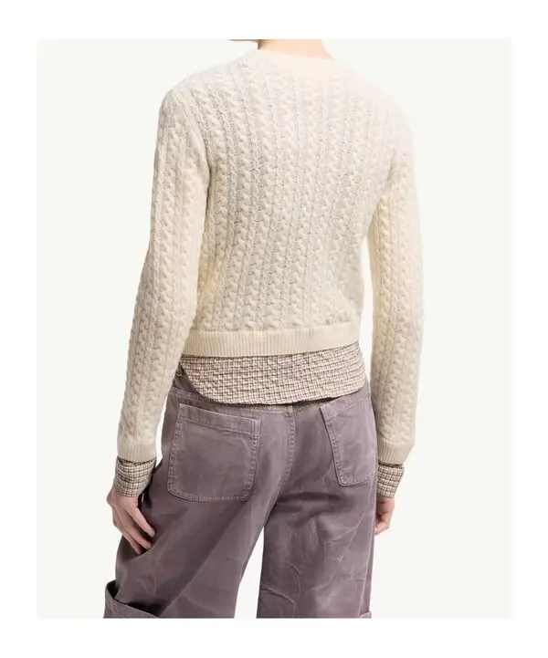 Moncler Cable Knit Wool Cashmere Blend Cardigan