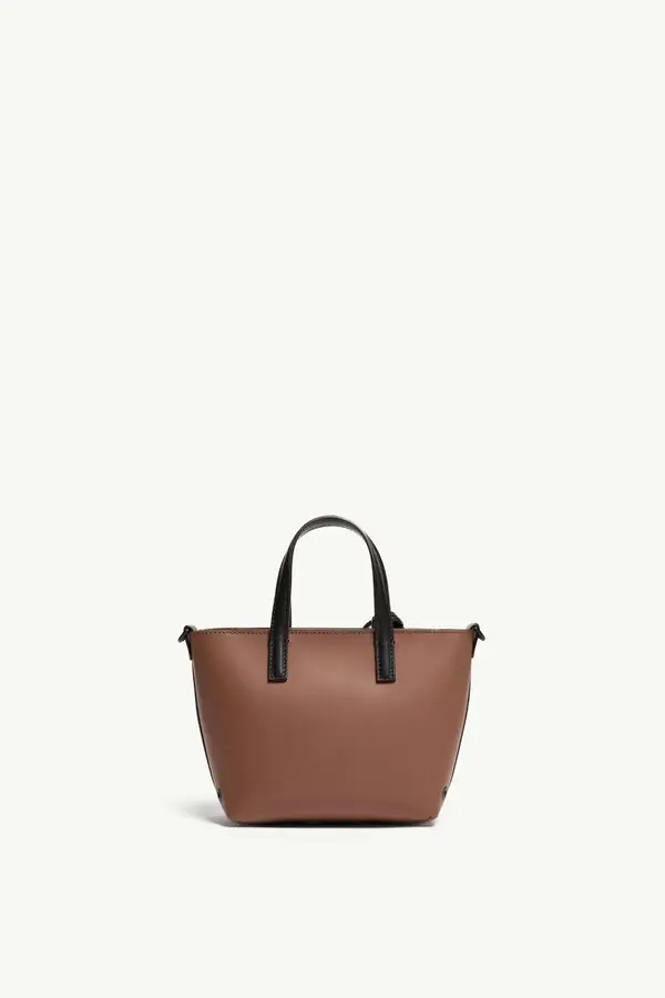 Moncler Micro Tote Bag With Leather Handles And Detachable Shoulder Strap - Brown