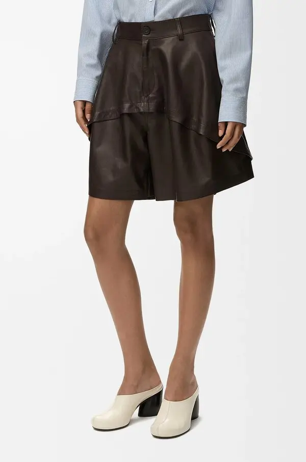 Loewe Mid-waisted Leather Shorts