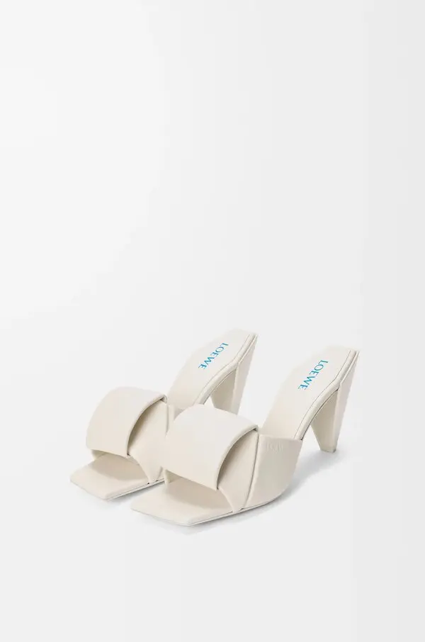 Loewe Origami Slide Heeled Sandals In Lambskin - White