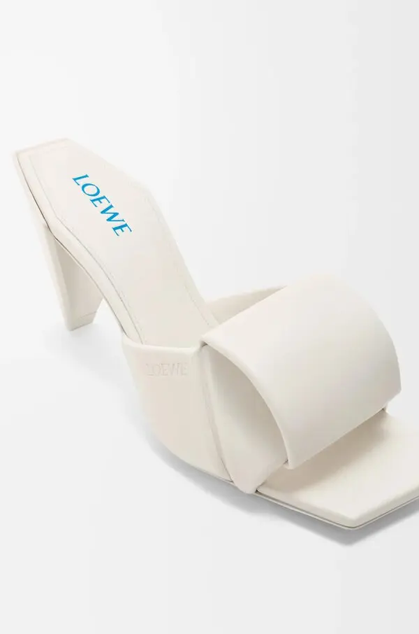 Loewe Origami Slide Heeled Sandals In Lambskin - White