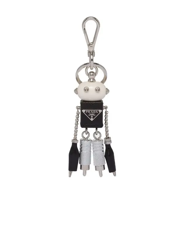 Prada Robot Saffiano Leather Keychain Charm