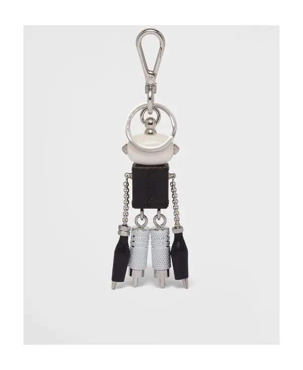 Prada Robot Saffiano Leather Keychain Charm