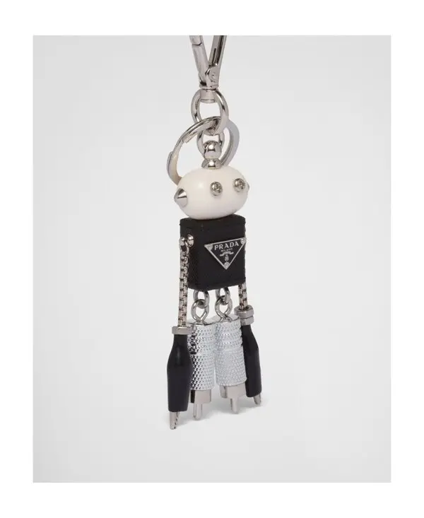 Prada Robot Saffiano Leather Keychain Charm