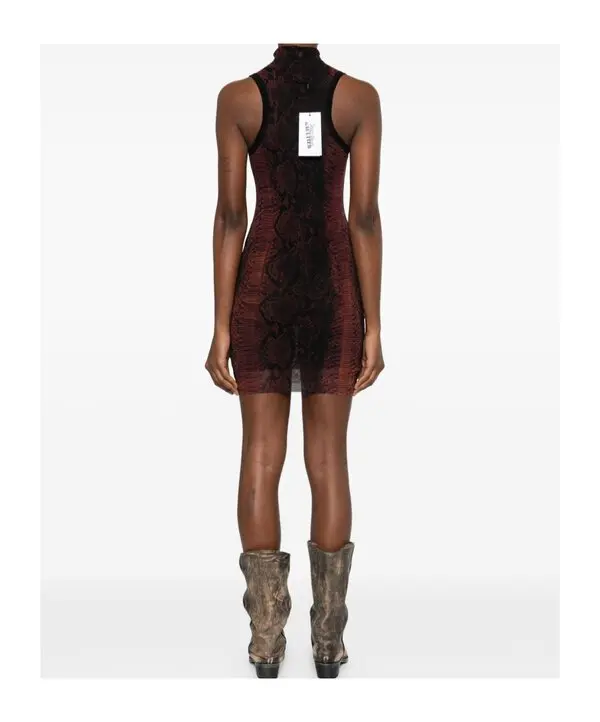 JEAN PAUL GAULTIER Snakeskin High Neck Mini Dress - Brown/black