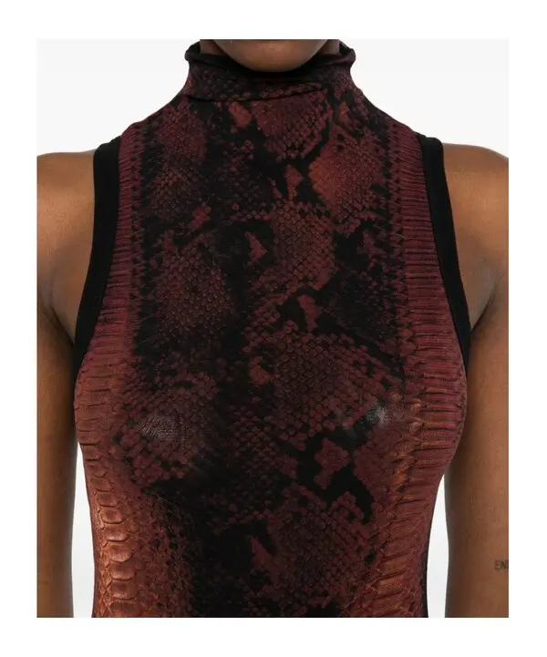 JEAN PAUL GAULTIER Snakeskin High Neck Mini Dress - Brown/black