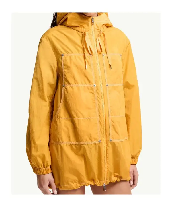 Moncler Alkes Anorak Rain Jacket With Drawstring Hood And Studded Pockets