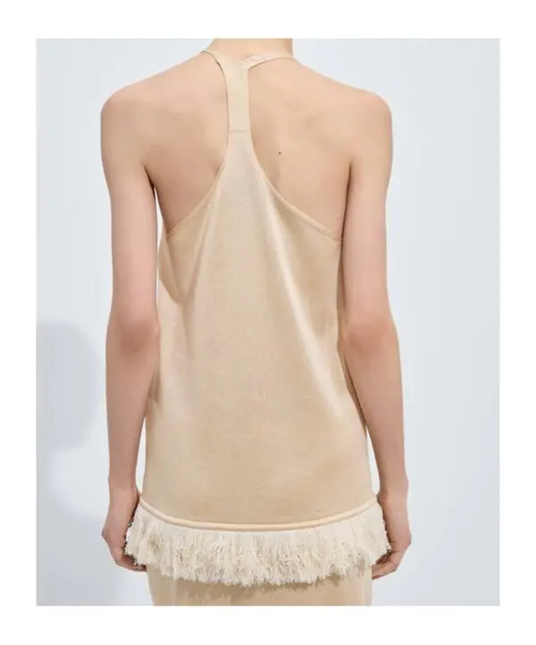 Bottega Veneta Silk Knit Top With Fringe Detail