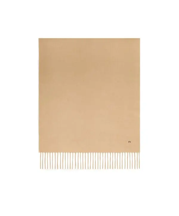 Max Mara Logo Embroidered Fringed Scarf
