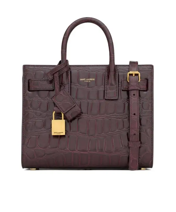 Saint Laurent Sac De Jour In Crocodile-embossed Leather Nano