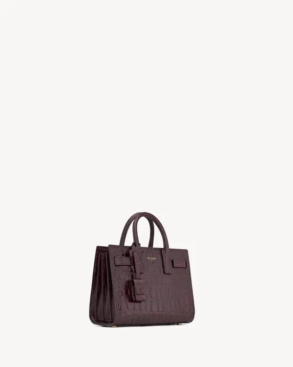Saint Laurent Sac De Jour In Crocodile-embossed Leather Nano