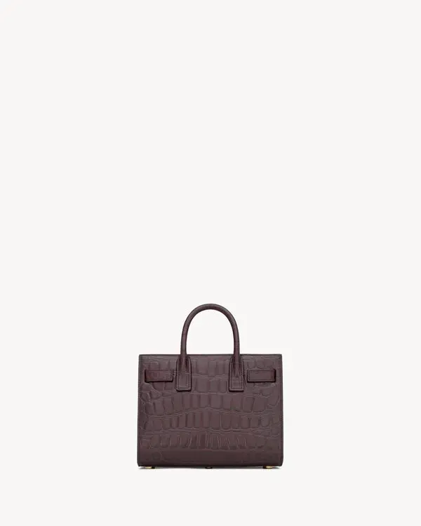 Saint Laurent Sac De Jour In Crocodile-embossed Leather Nano
