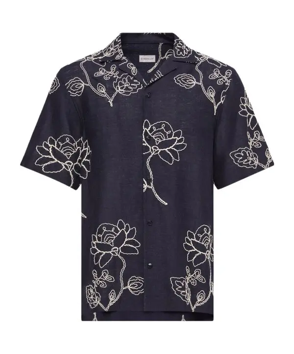 Moncler Embroidered Linen Blend Shirt