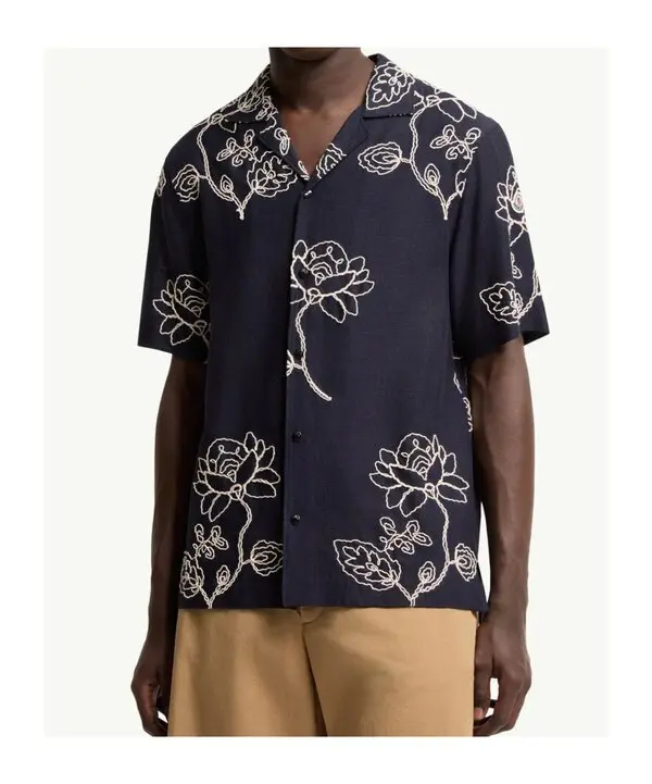 Moncler Embroidered Linen Blend Shirt