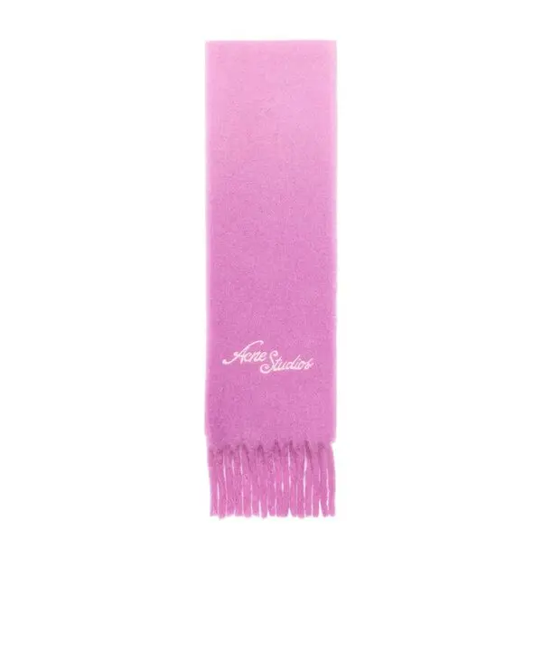 Acne Studios Logo Fringed Scarf - Pink