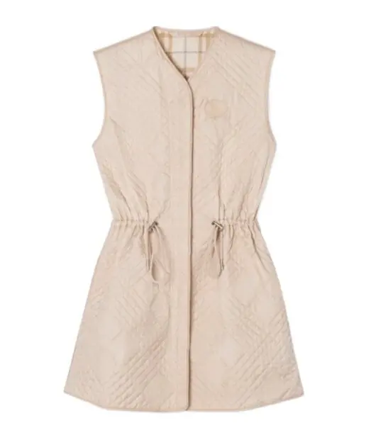 Burberry Quilted Nylon Vest With Drawstring Waist - Stone Beige