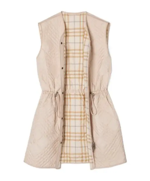 Burberry Quilted Nylon Vest With Drawstring Waist - Stone Beige