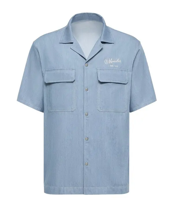 Moncler Embroidered Logo Denim Shirt