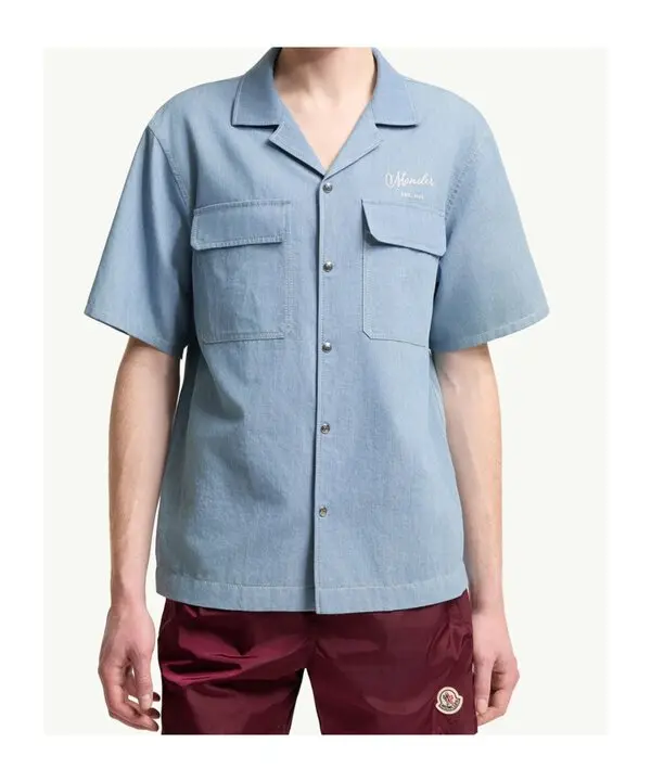 Moncler Embroidered Logo Denim Shirt