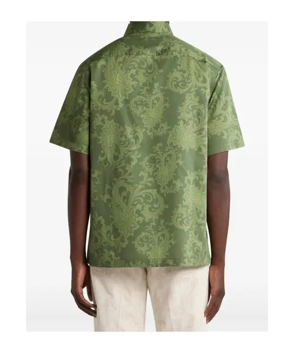 Etro Oversized Shirt In Cotton Satin With Floral Paisley Motif