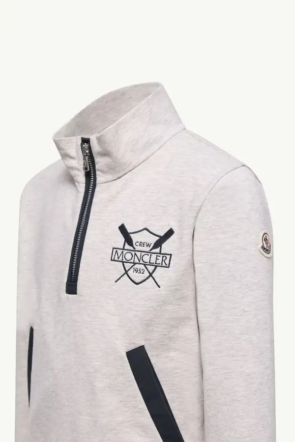 Moncler Logo Crest Stretch Cotton High Neck Half-zip Sweatshirt
