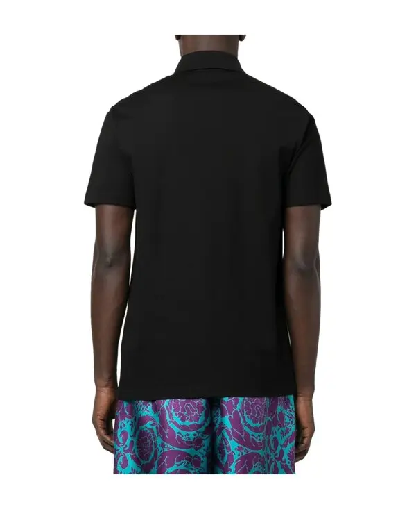 Versace Medusa Embroidered Short Sleeved Polo Shirt