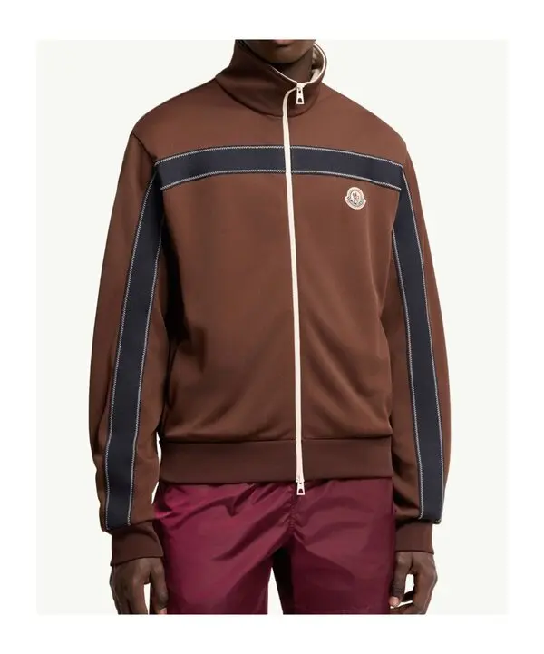 Moncler Topstitched Turtleneck Zip-up Sweatshirt