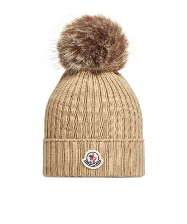 Moncler Wool Beanie With Pom Pom
