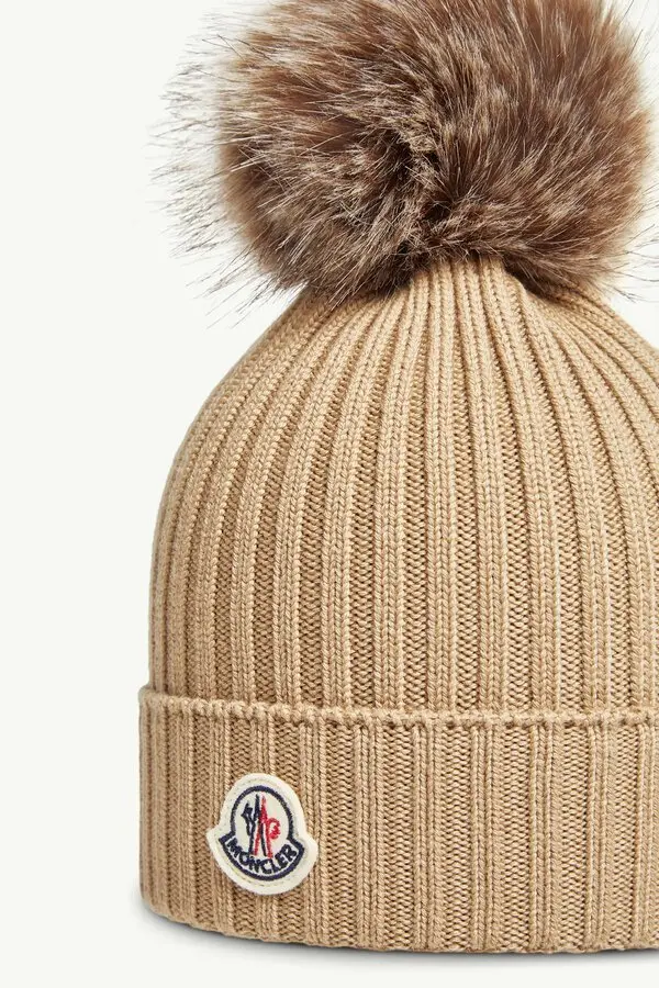 Moncler Wool Beanie With Pom Pom