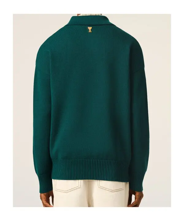AMI Paris Wool Knit Polo Shirt