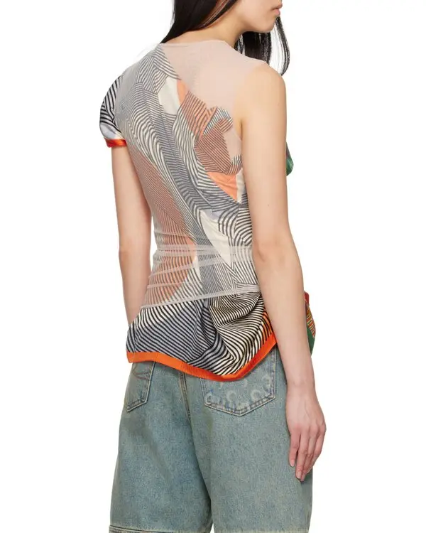 MARINE SERRE Asymmetrical Layered Top With Graphic Print