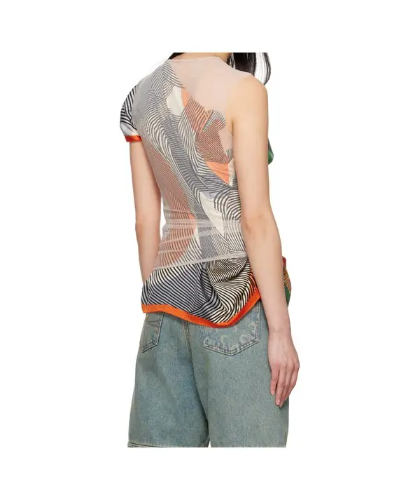 MARINE SERRE Asymmetrical Layered Top With Graphic Print