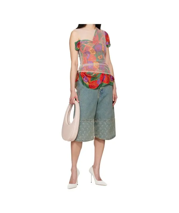 MARINE SERRE Asymmetrical Layered Top With Graphic Print