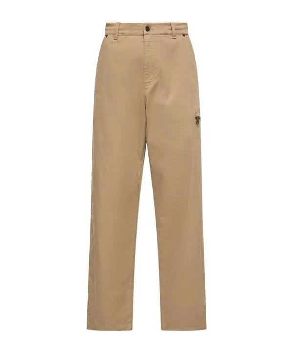 Moncler Stretch Gabardine Pants With Logo Patch