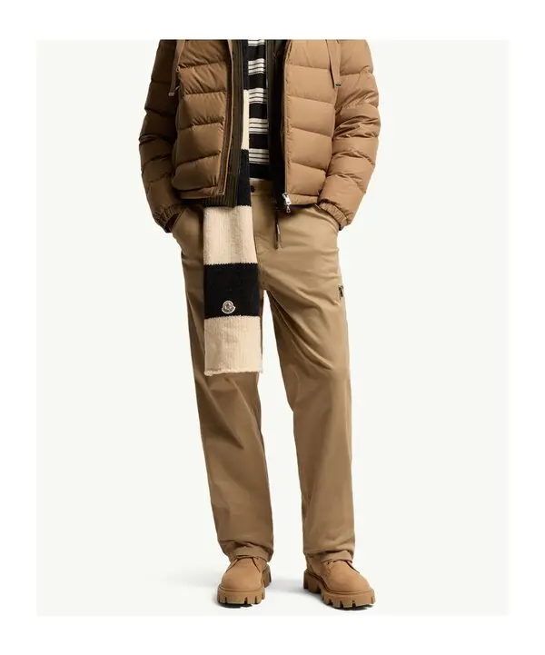 Moncler Stretch Gabardine Pants With Logo Patch